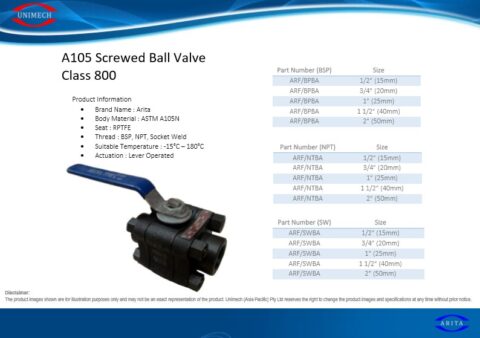 Forged Steel Class 800 Ball Valve BSP-NPT-SW - UNIMECH (Asia Pacific)