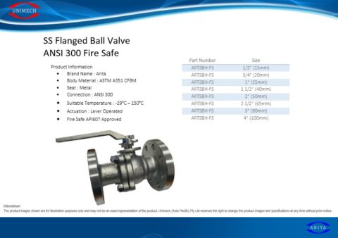 CF8M 2Pce Fire Safe Ball Valve ANSI 300 - UNIMECH (Asia Pacific)