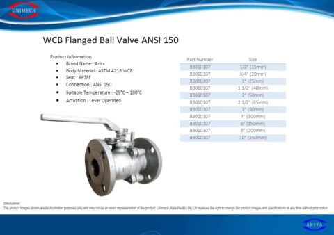 Cast Steel Flanged 2Pce Ball Valve ANSI 150 - UNIMECH (Asia Pacific)