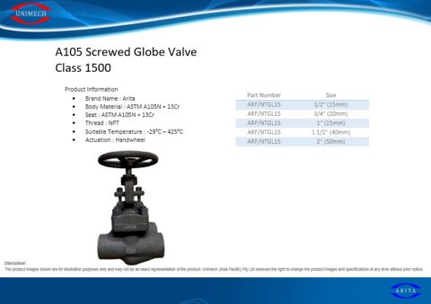 Forged Steel Class 1500 Globe Valve NPT - UNIMECH (Asia Pacific)