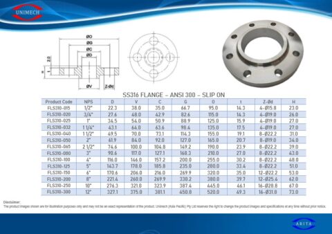 SS316 Flange ANSI 300 Slip On - UNIMECH (Asia Pacific)